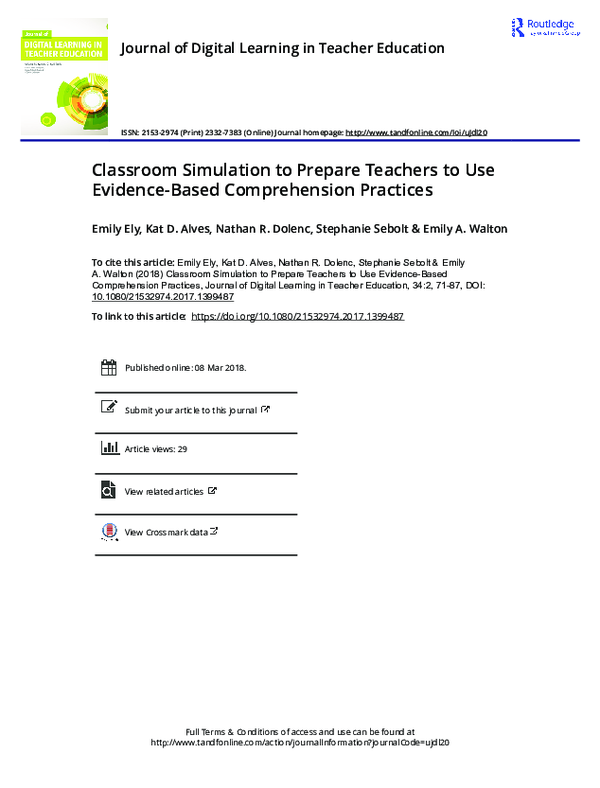 (PDF) Classroom Simulation to Prepare Teachers to Use Evidence-Based Comprehension Practices