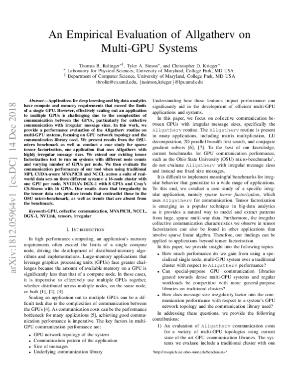 (PDF) An Empirical Evaluation of Allgatherv on Multi-GPU Systems