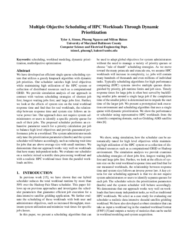 (PDF) Multiple objective scheduling of HPC workloads through dynamic prioritization