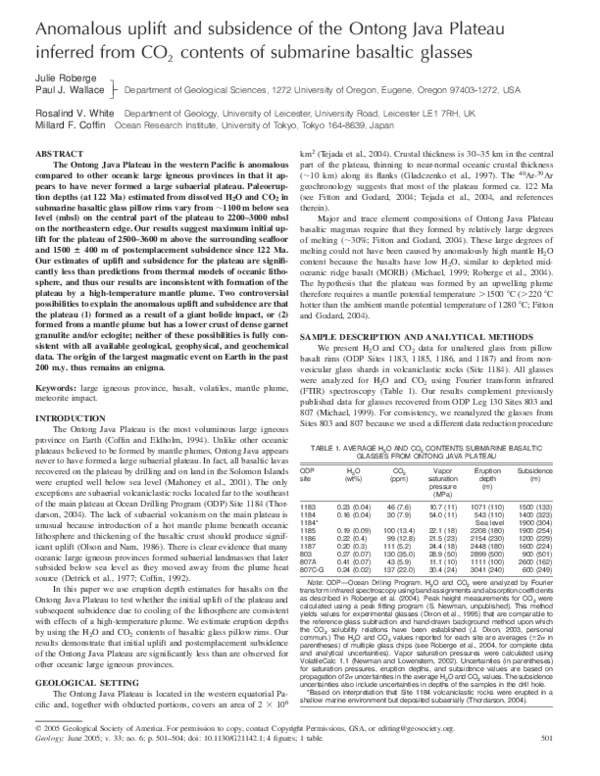 (PDF) Anomalous uplift and subsidence of the Ontong Java Plateau inferred from CO2 contents of ...