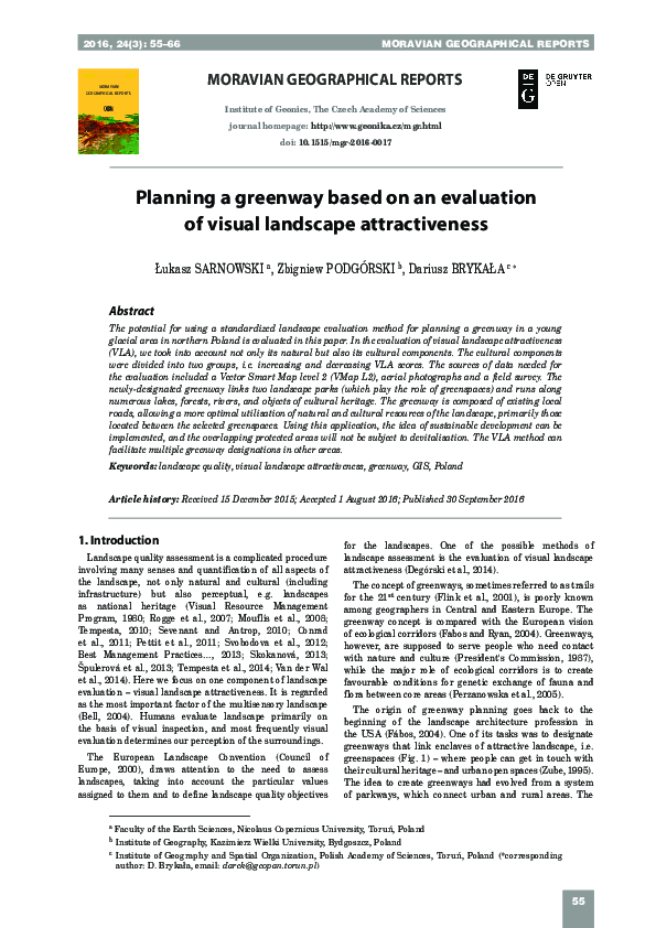 (PDF) Planning a greenway based on an evaluation of visual landscape ...