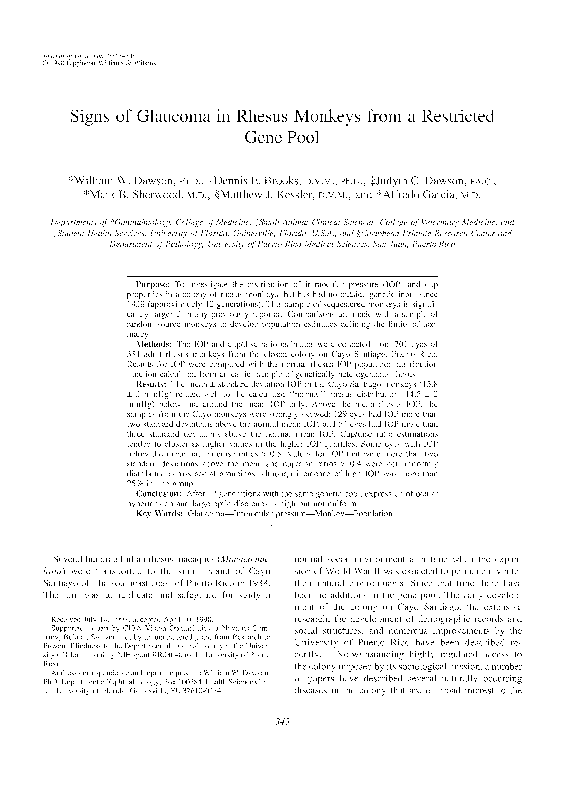 (PDF) Signs of Glaucoma in Rhesus Monkeys from a Restricted Gene Pool