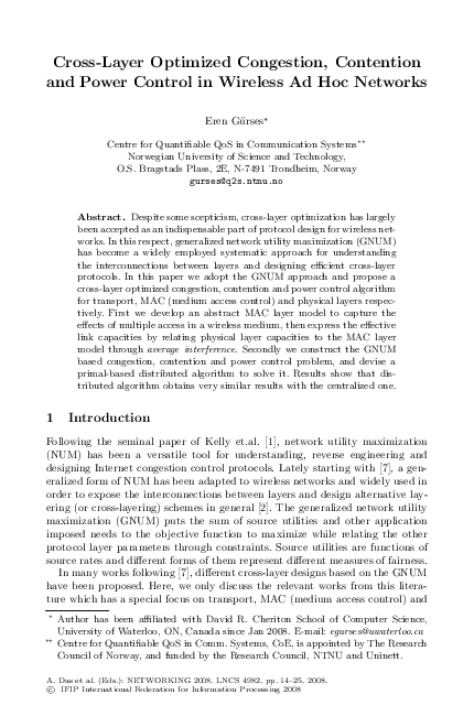 (PDF) Cross-Layer Optimized Congestion, Contention and Power Control in Wireless Ad Hoc Networks ...