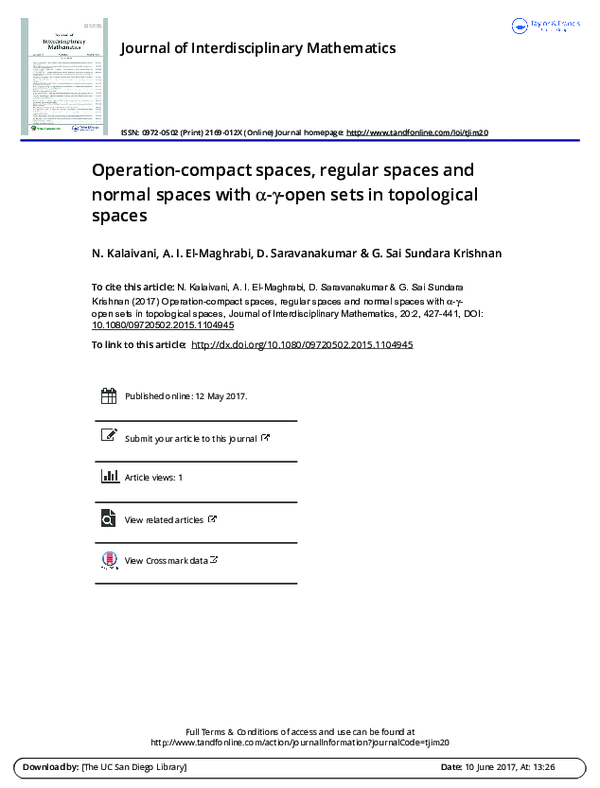 Pdf Operation Compact Spaces Regular Spaces And Normal Spaces With α