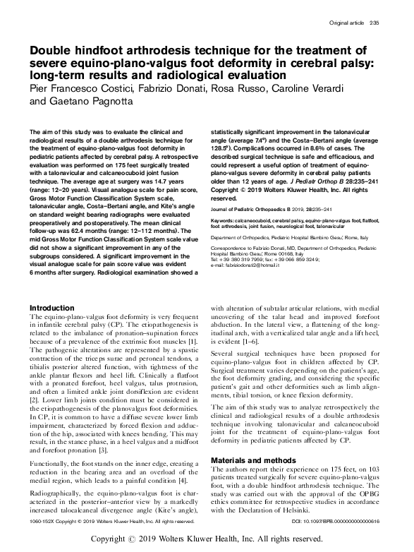 (PDF) Double hindfoot arthrodesis technique for the treatment of severe ...