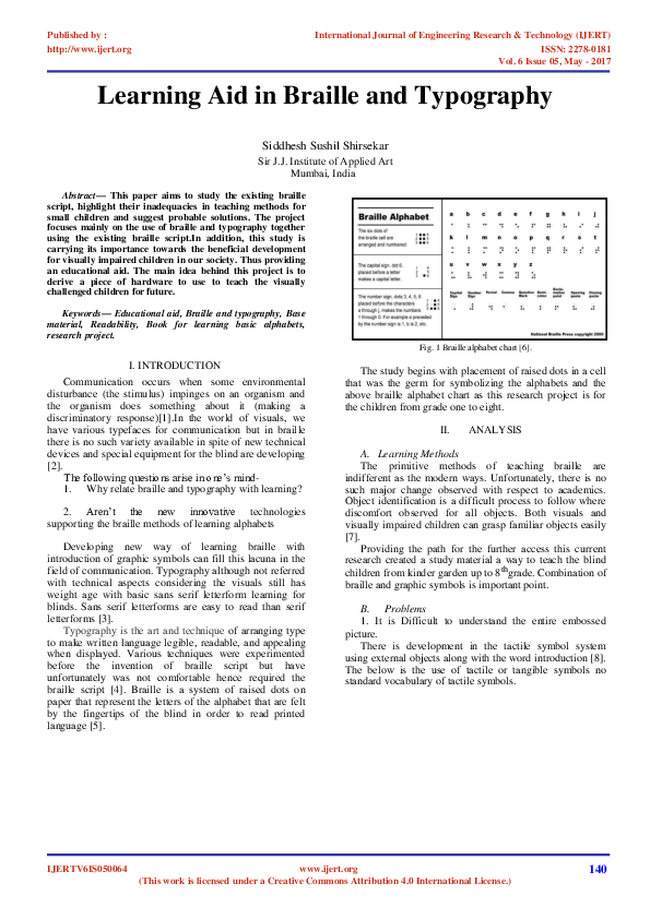 (PDF) Braille and Typography Learning Aids