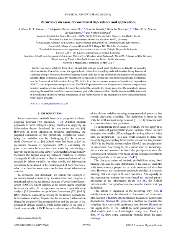 Pdf Recurrence Measure Of Conditional Dependence And Applications