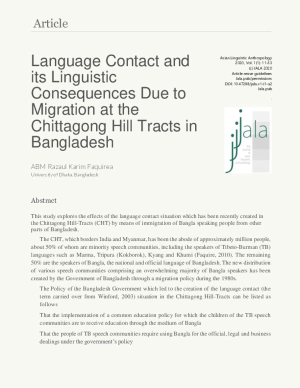 (PDF) Language Contact and its Linguistic Consequences Due to Migration ...
