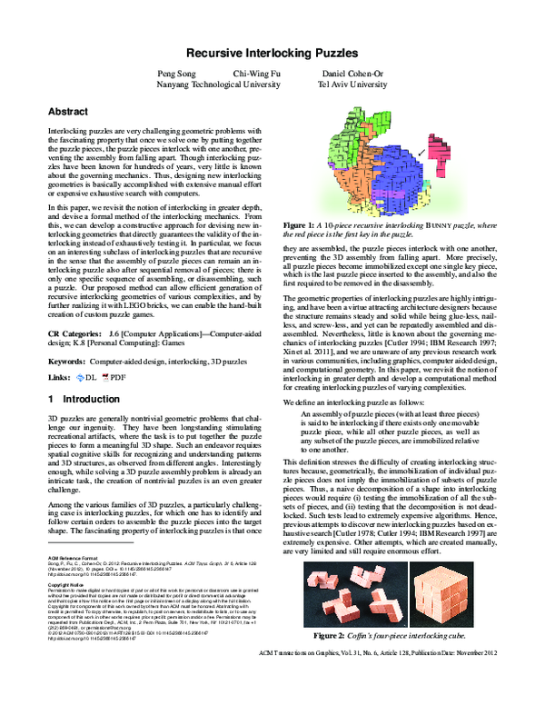 Pdf Recursive Interlocking Puzzles