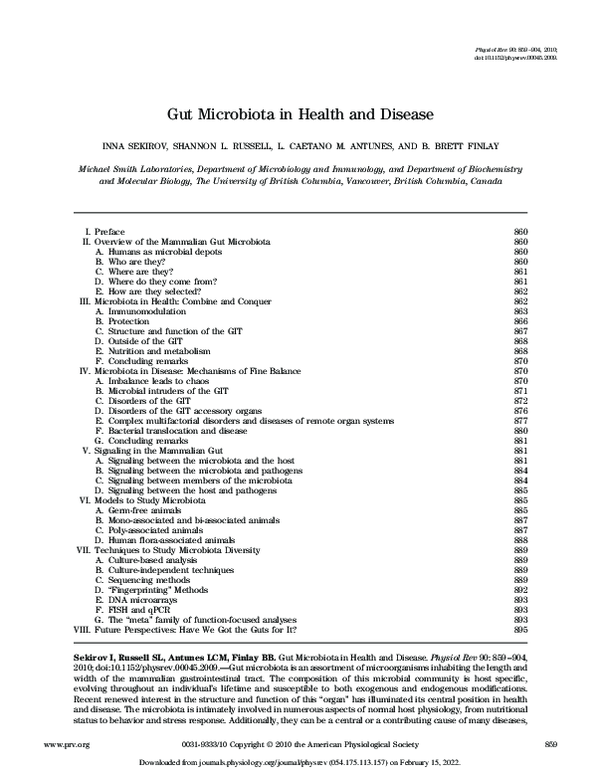 (PDF) Gut Microbiota in Health and Disease
