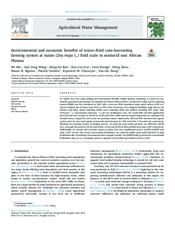 (PDF) Environmental and economic benefits of micro–field rain ...