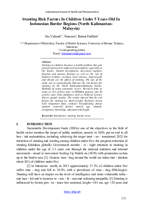 (PDF) Stunting Risk Factors In Children Under 5 Years Old In Indonesian ...