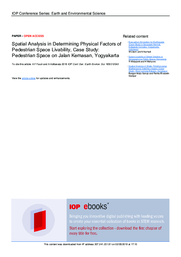 (PDF) Spatial Analysis in Determining Physical Factors of Pedestrian ...
