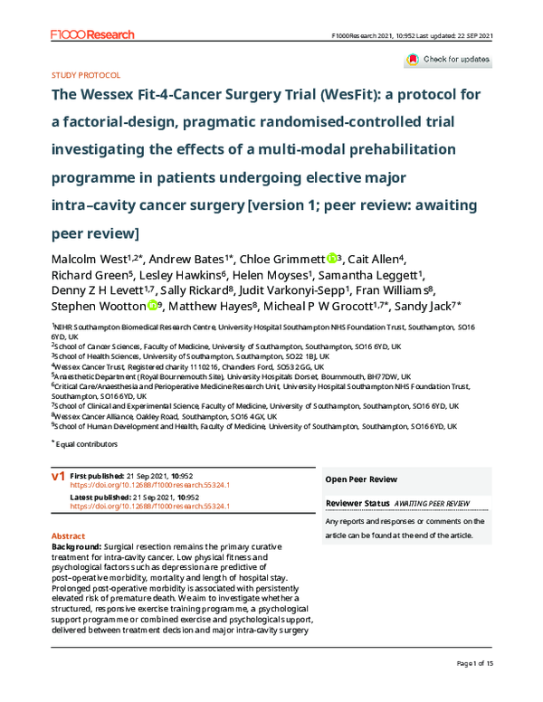 (PDF) The Wessex Fit-4-Cancer Surgery Trial (WesFit): a protocol for a factorial-design ...