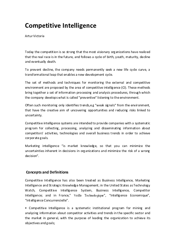 (PDF) Competitive Intelligence