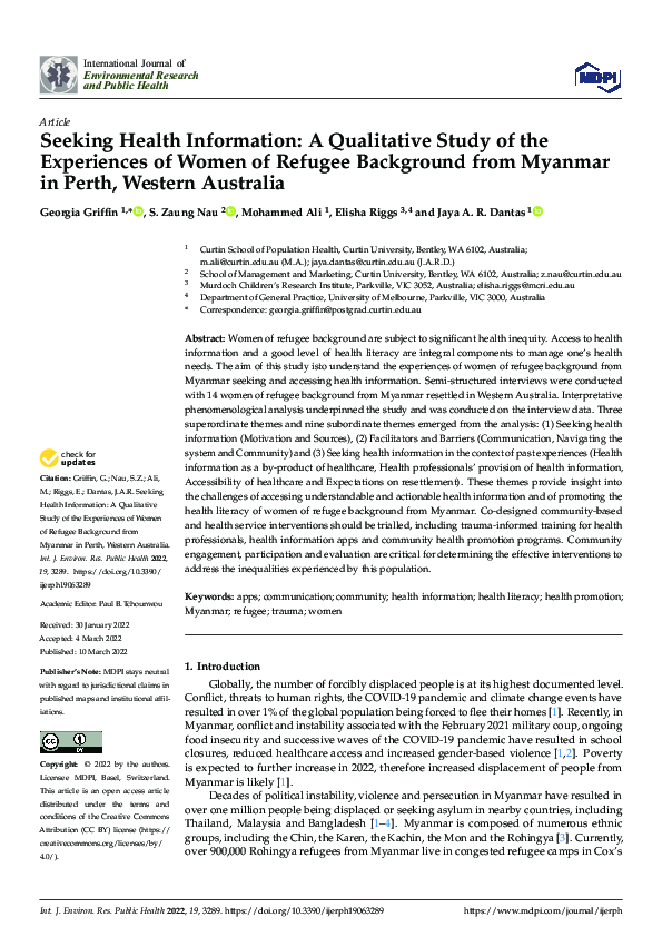 (PDF) Seeking Health Information: A Qualitative Study of the Experiences of Women of Refugee ...