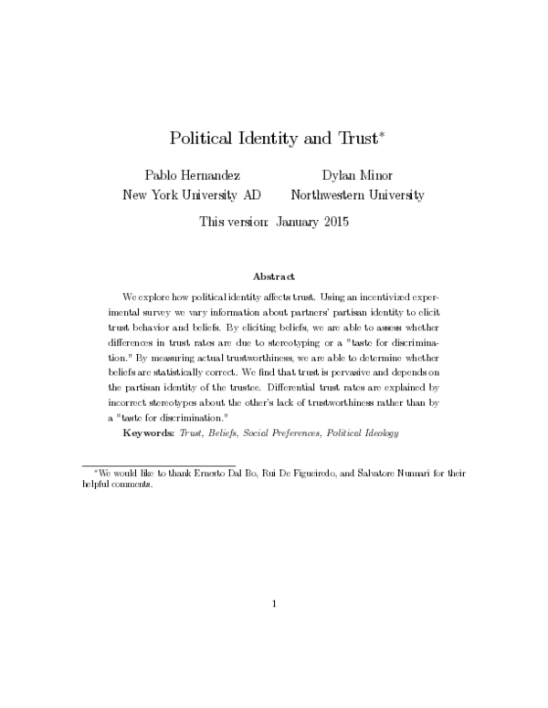(PDF) Political Identity and Trust