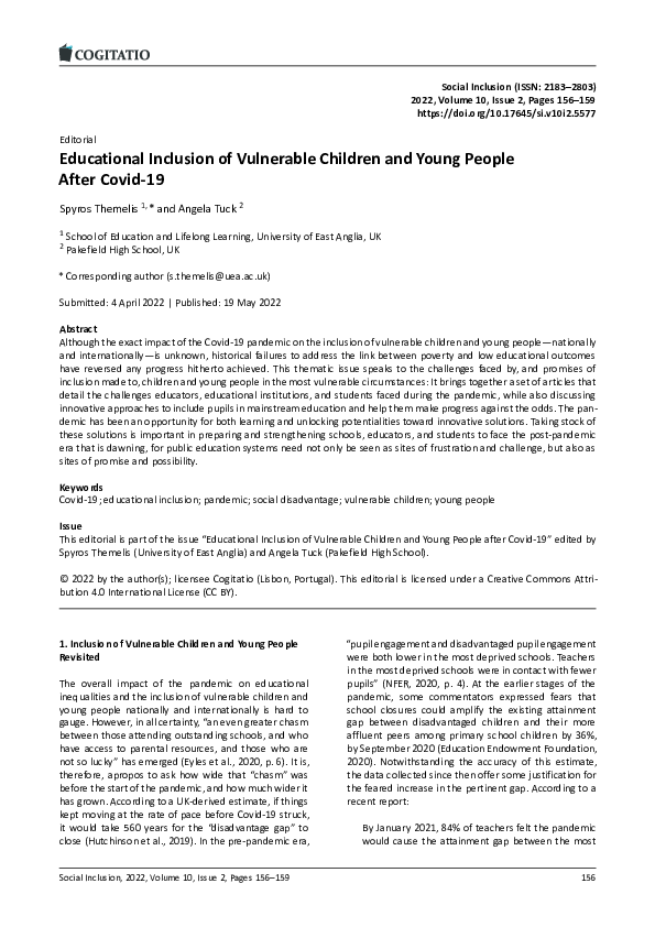 (PDF) Educational Inclusion of Vulnerable Children and Young People ...