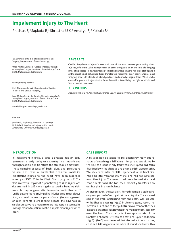 (PDF) Impalement Injury to The Heart