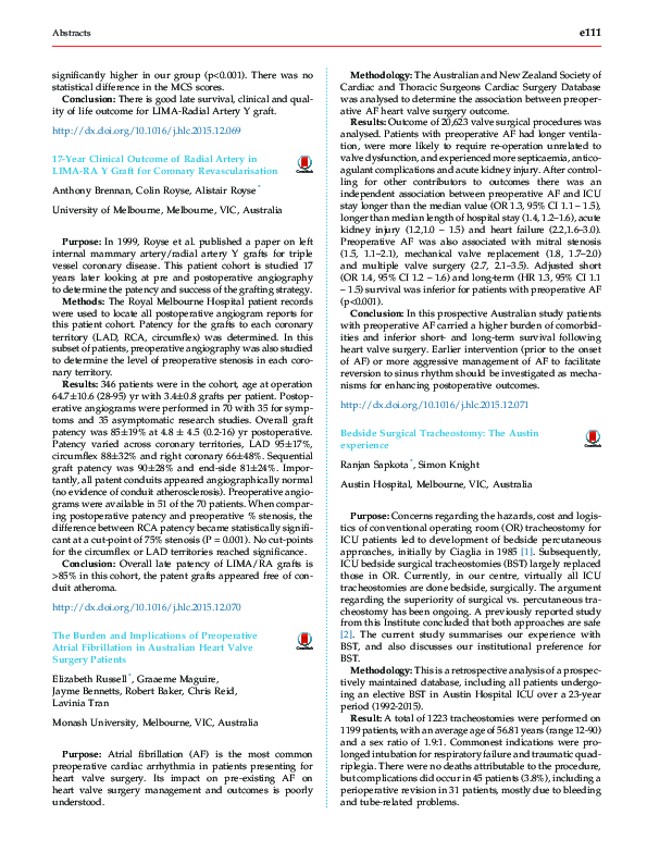 (PDF) Bedside Surgical Tracheostomy: The Austin experience | ranjan ...