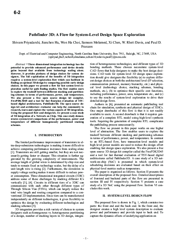 (PDF) Pathfinder 3D: A flow for system-level design space exploration | Rhett Davis - Academia.edu
