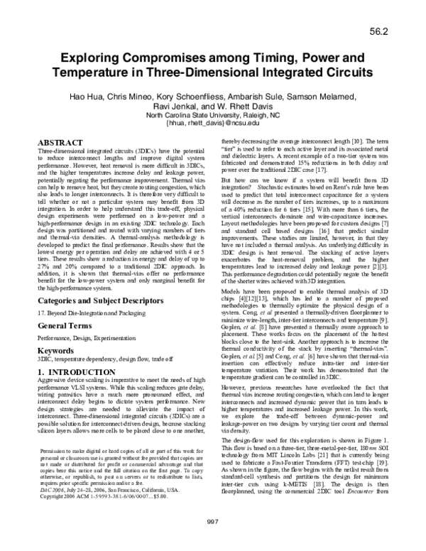 (PDF) Exploring compromises among timing, power and temperature in three-dimensional integrated ...