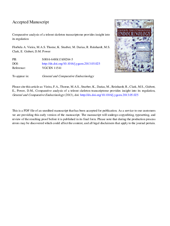 Pdf Comparative Analysis Of A Teleost Skeleton Transcriptome Provides