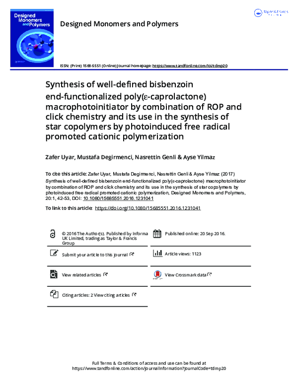 (PDF) Synthesis of well-defined bisbenzoin end-functionalized poly(ε ...