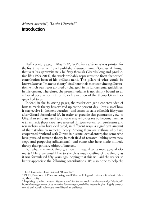 (PDF) Introduction to 'The Rise of Mimetic Theory - On Violence and the ...