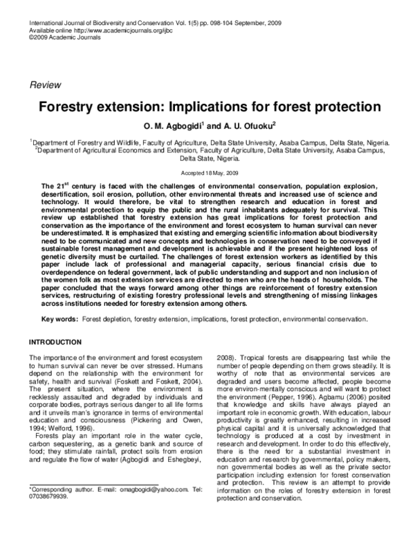 (PDF) Forestry extension: implications for forest protection