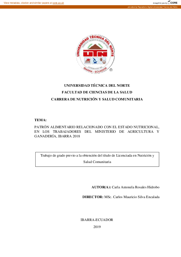 (PDF) Patrón alimentario relacionado con el estado nutricional, en los ...