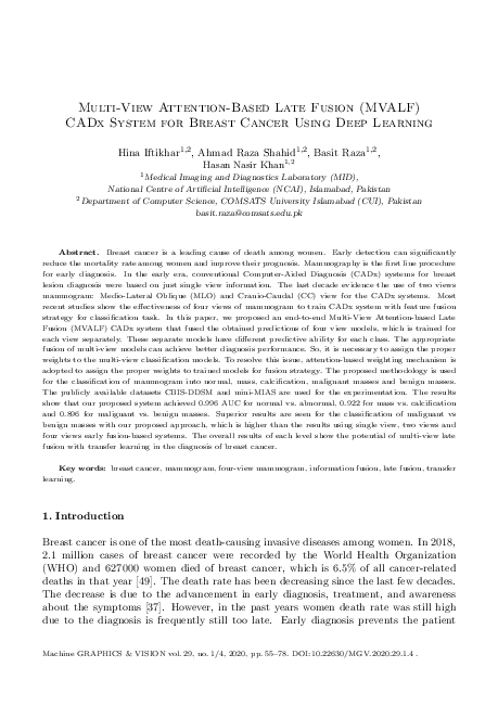 (PDF) Multi-View Attention-based Late Fusion (MVALF) CADx system for ...