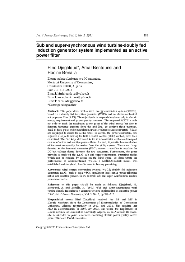Pdf Sub And Super Synchronous Wind Turbine Doubly Fed Induction Generator System Implemented