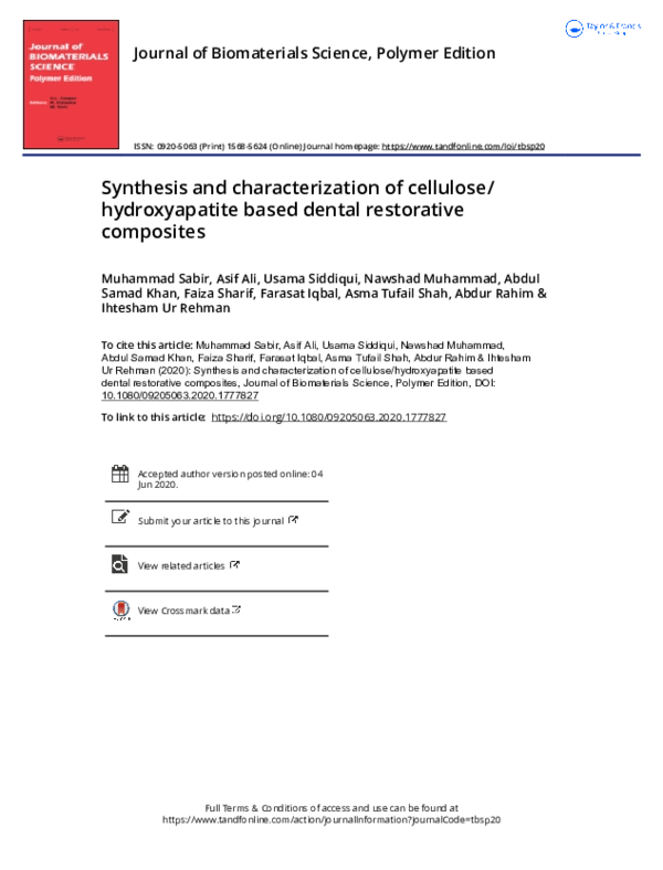 (PDF) Synthesis and characterization of cellulose/hydroxyapatite based ...