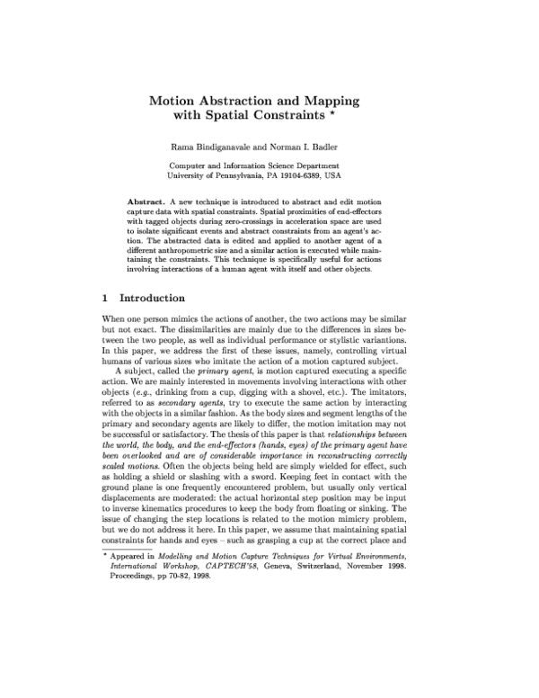 (PDF) Motion Abstraction and Mapping with Spatial Constraints