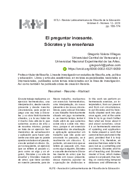 (PDF) El preguntar incesante: Sócrates y la enseñanza