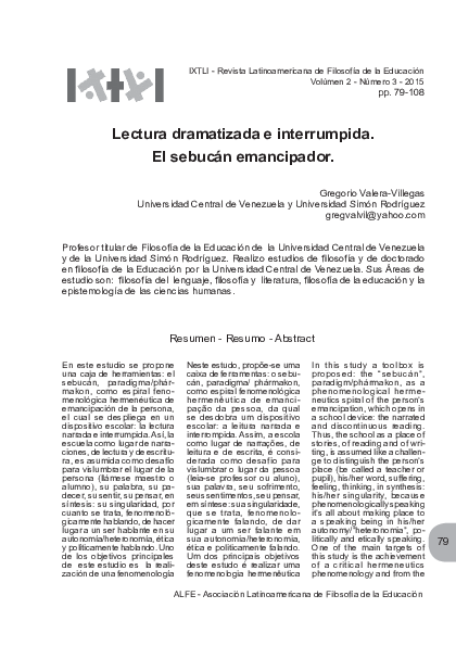 (PDF) Lectura dramatizada e interrumpida. El sebucán emancipador