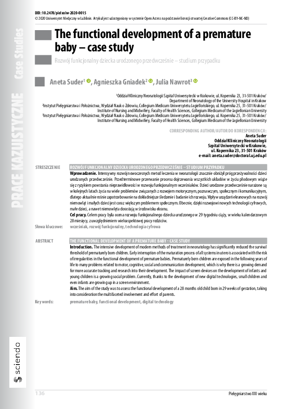 (PDF) The functional development of a premature baby – case study