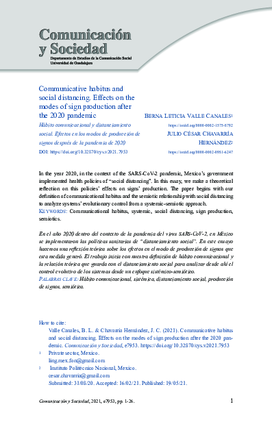 (PDF) Communicative habitus and social distancing. Effects on the modes ...