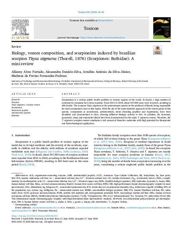(PDF) Biology, venom composition, and scorpionism induced by brazilian scorpion Tityus stigmurus ...