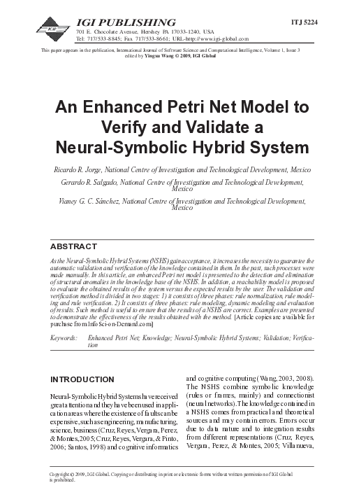 (PDF) An Enhanced Petri Net Model to Verify and Validate a Neural ...