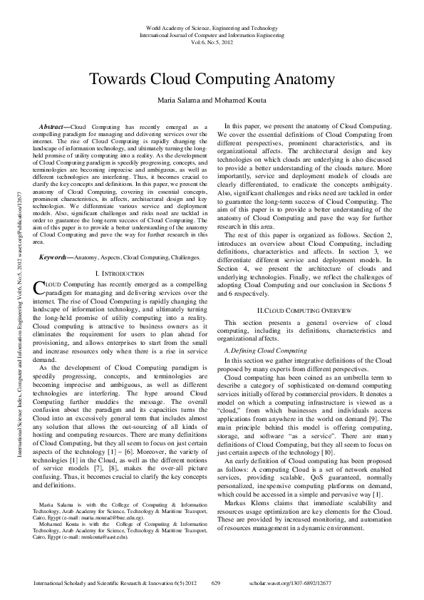 (PDF) Towards Cloud Computing Anatomy