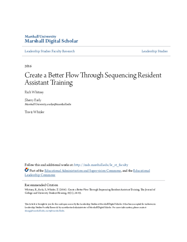 (PDF) Create a Better Flow Through Sequencing Resident Assistant Training