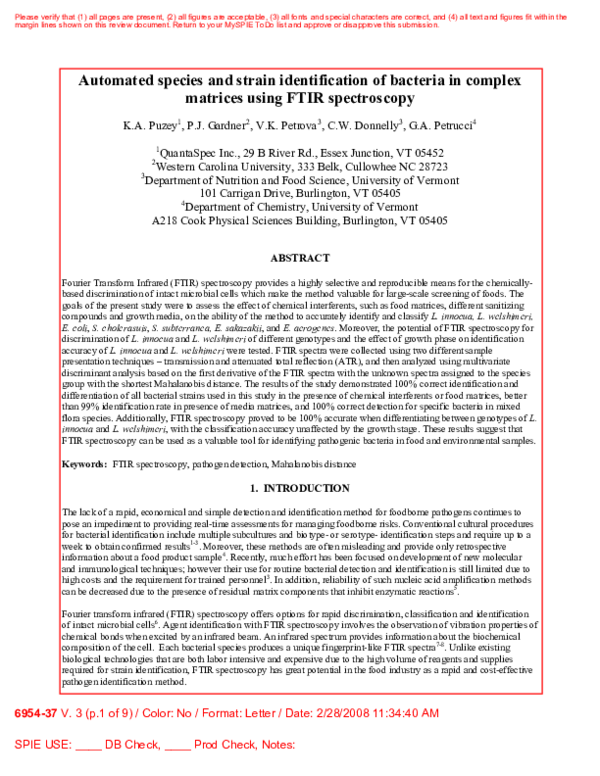 (PDF) Automated species and strain identification of bacteria in complex matrices using FTIR ...
