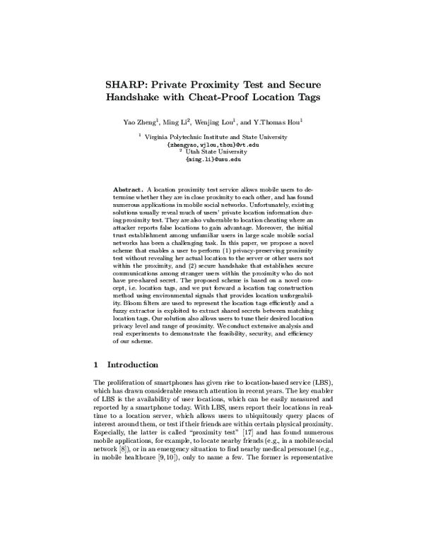 (PDF) Private Proximity Testing With Location Security