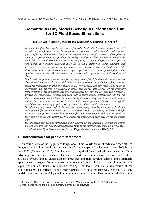 (PDF) Semantic 3D City Models Serving as Information Hub for 3D Field Based Simulations