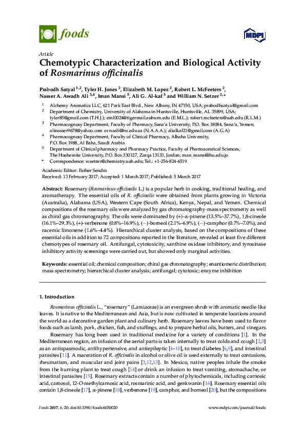 (PDF) Chemotypic Characterization and Biological Activity of Rosmarinus ...