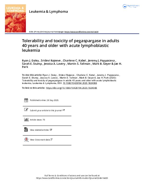 (PDF) Tolerability and toxicity of pegaspargase in adults 40 years and ...