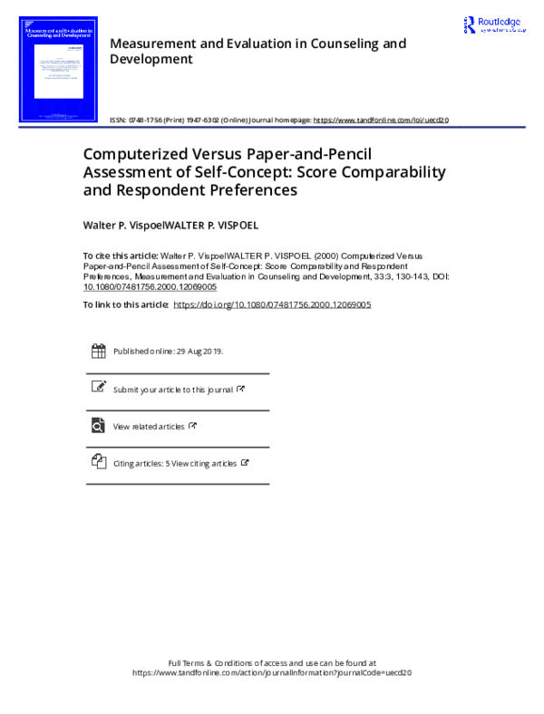 (PDF) Computerized Versus Paper-and-Pencil Assessment of Self-Concept ...