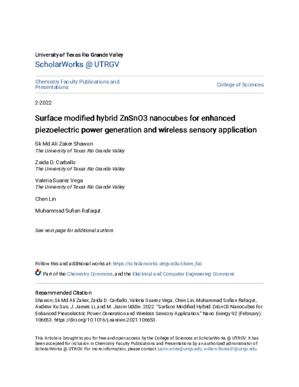 (PDF) Surface modified hybrid ZnSnO3 nanocubes for enhanced ...